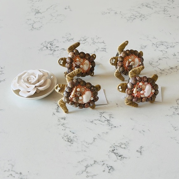 Pier 1 | Dining | Pier Turtle Beaded Shell Napkin Rings Set Of 4 | Poshmark